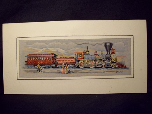 Vintage Cash's Woven Stevengraph Western American Steam Train | eBay