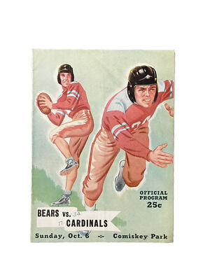 October 6 1946 Chicago Cardinals vs Bears NFL Program - Bears ‘46 NFL ...