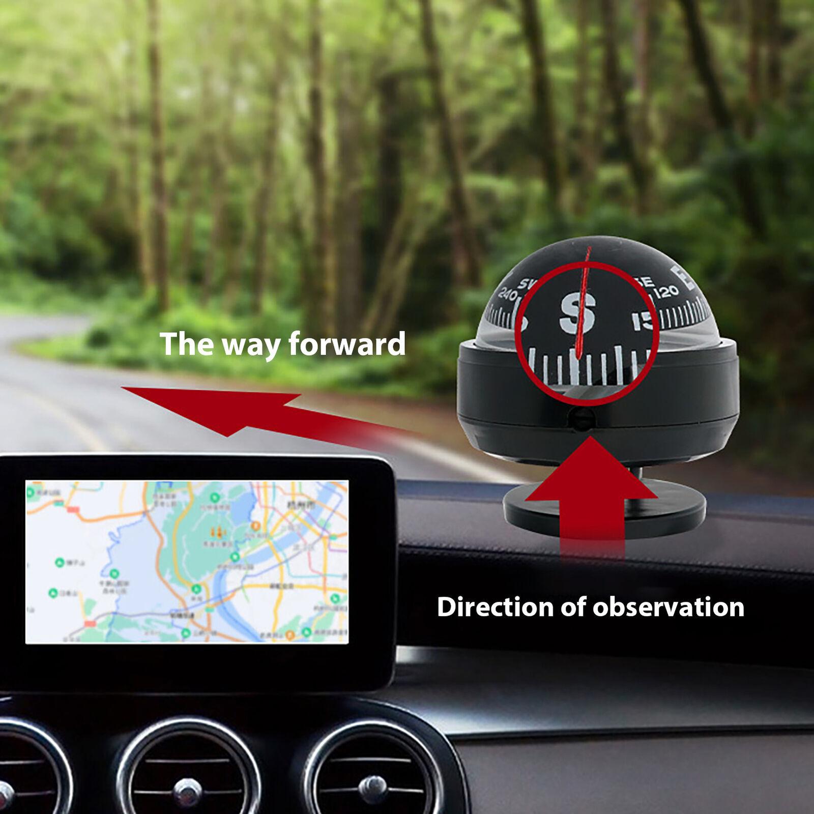 Adjustable Compass For Car Dashboard Self Adhesive Auto Dashboard ...
