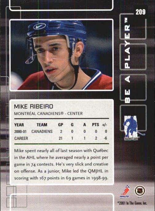2001-02 BAP Memorabilia Canadiens Hockey Card #209 Mike Ribeiro | eBay