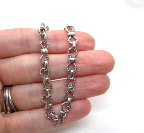 925 Sterling Silver Bow Tie Twist Link Interlocking Chain Bracelet 7.25 ...