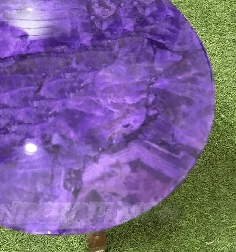 Round Amethyst Table Top Healing Crystal Handmade Arts Home Furniture ...