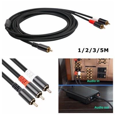 RCA to 2RCA Subwoofer Cable Y Splitter Stereo Cord for Amplifier Home ...