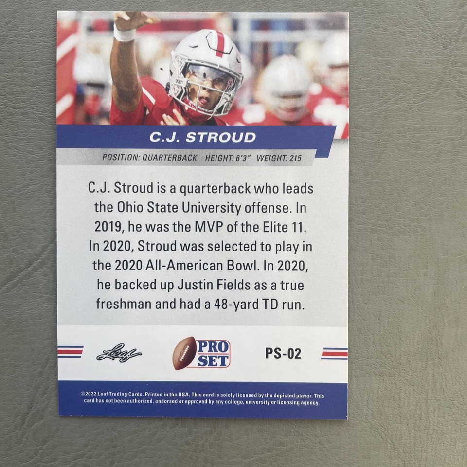 2022 Leaf Pro Set Pre-Rookie C.J. Stroud PS-02 Nr. Mt.-Mt. Ungraded ...