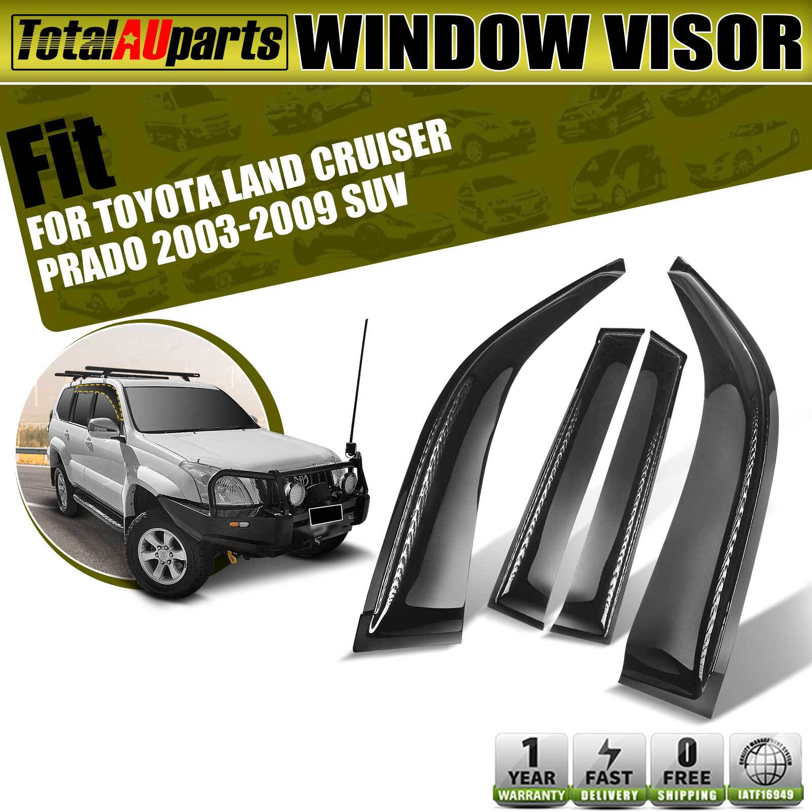 4x Weather Shield Window Visors for Toyota LandCruiser Prado 120 Series ...