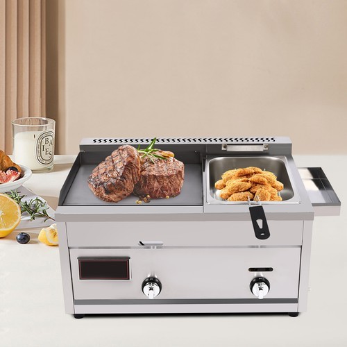 Commercial Gas Propane Flat Top Grill Griddle w/ Deep Fryer Multi ...