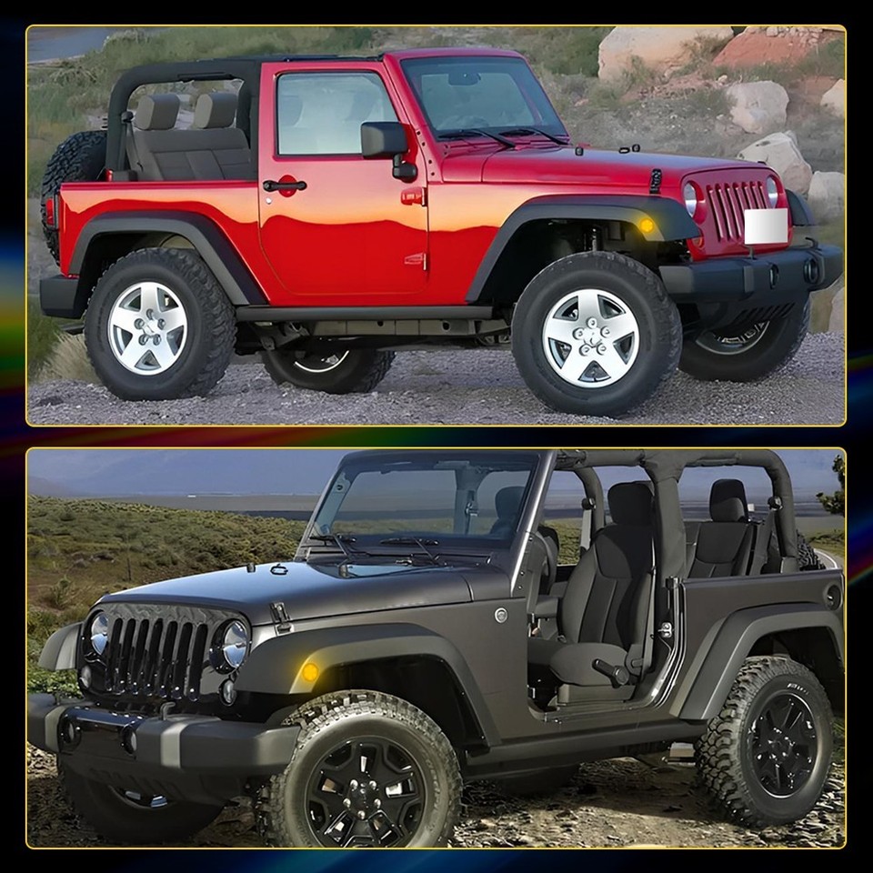Pair Front Fender Side LED Light Marker Amber Lens for 2007-18 Jeep 333 ...