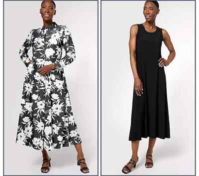 NEW ATTITUDES BY RENEE DRESS & ILLUSION WAIST SHIRTDRESS SET BLACK ...