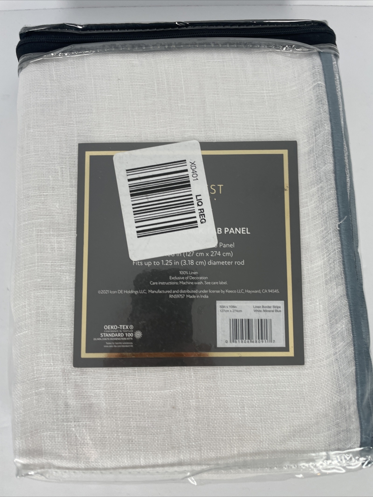 FIELDCREST LUXURY 100 Linen Sheer Drape Curtain 50" ” Rod Pocket Bck ...