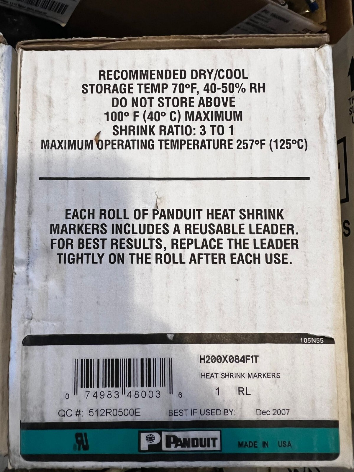 Brand New Old Stock Panduit H200X084F1T Unopened Heat Shrink Labels | eBay