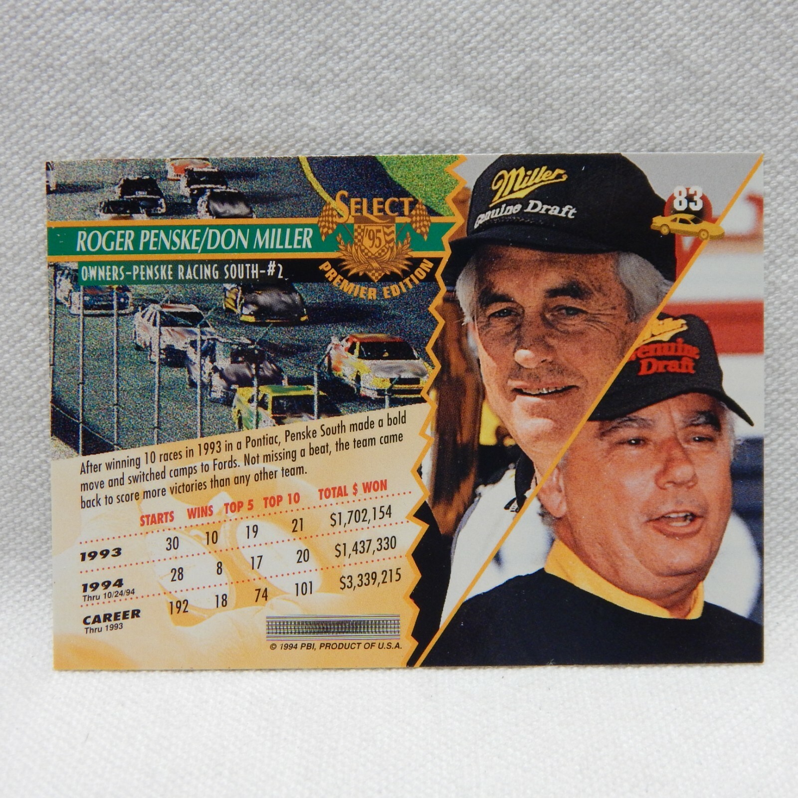 ROGER PENSKE & DON MILLER NASCAR TRADING CARD #83 | eBay