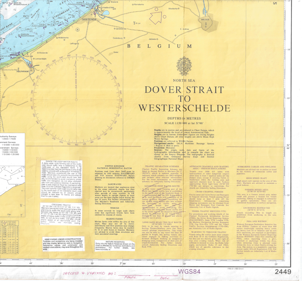 2449 North Sea Dover Strait Westerschelde Chart Map Maritime Nautical ...