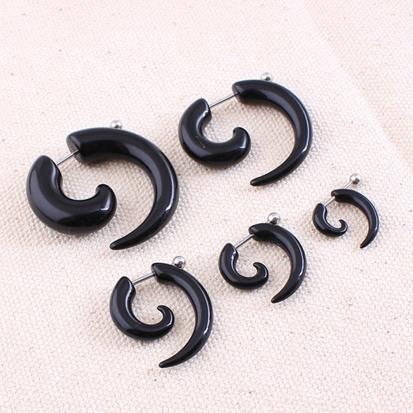 Punk Pair Acrylic Spiral Horn Gauge Fake Cheater Stretcher Ear Plug ...
