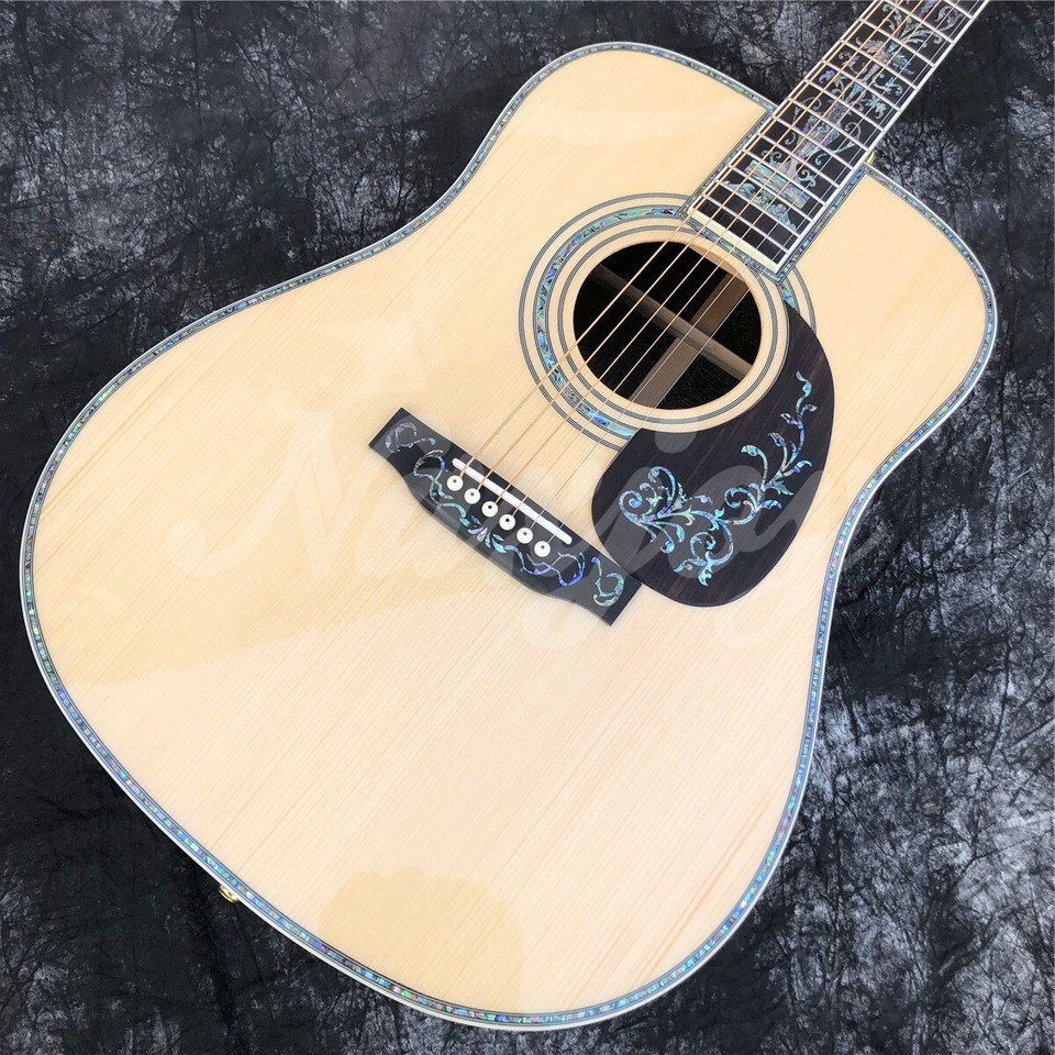 NEW 41 Inch Solid Spruce Acoustic Guitar Abalone Flowers Inlay Rosewood ...