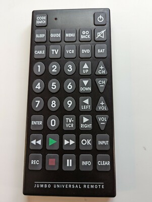 Universal Jumbo Remote Control For TV VCR DVD Cable Box & Satellite Box ...