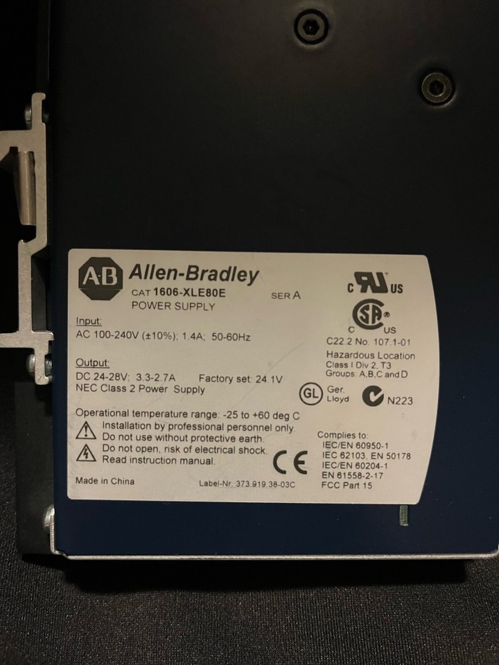 Allen Bradley 1606-XLE80E Power Supply 24-28VDC 3.3A Input 100-240VAC ...