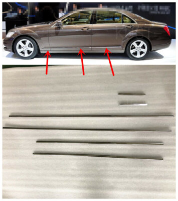 For Mercedes Benz S class W221 2007-2013 Door Chrome Molding Cover Trim ...