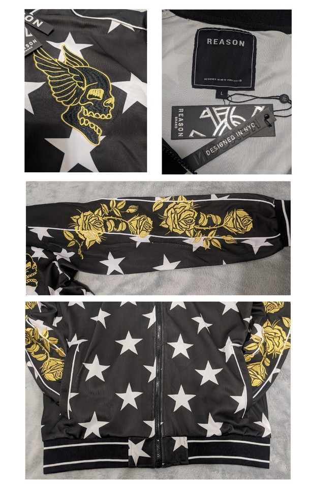 *Two Piece Set* Reason Brand Stars Roses Skull Print Track Tracksuit ...
