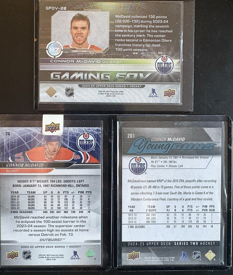 LOT x 3 Connor McDavid SP Cards 2024-25 Upper Deck | eBay