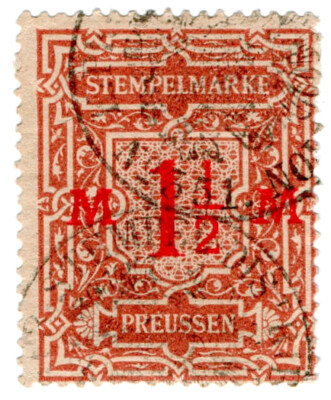 (I.B) Germany Revenue : Stempelmarke 1.50M (Prussia) | eBay