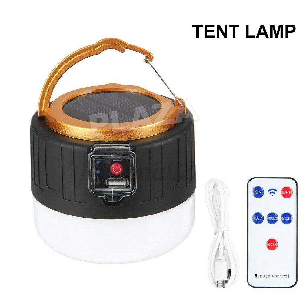 Portable LED Solar Camping Light Lantern Outdoor Tent Lamp USB ...
