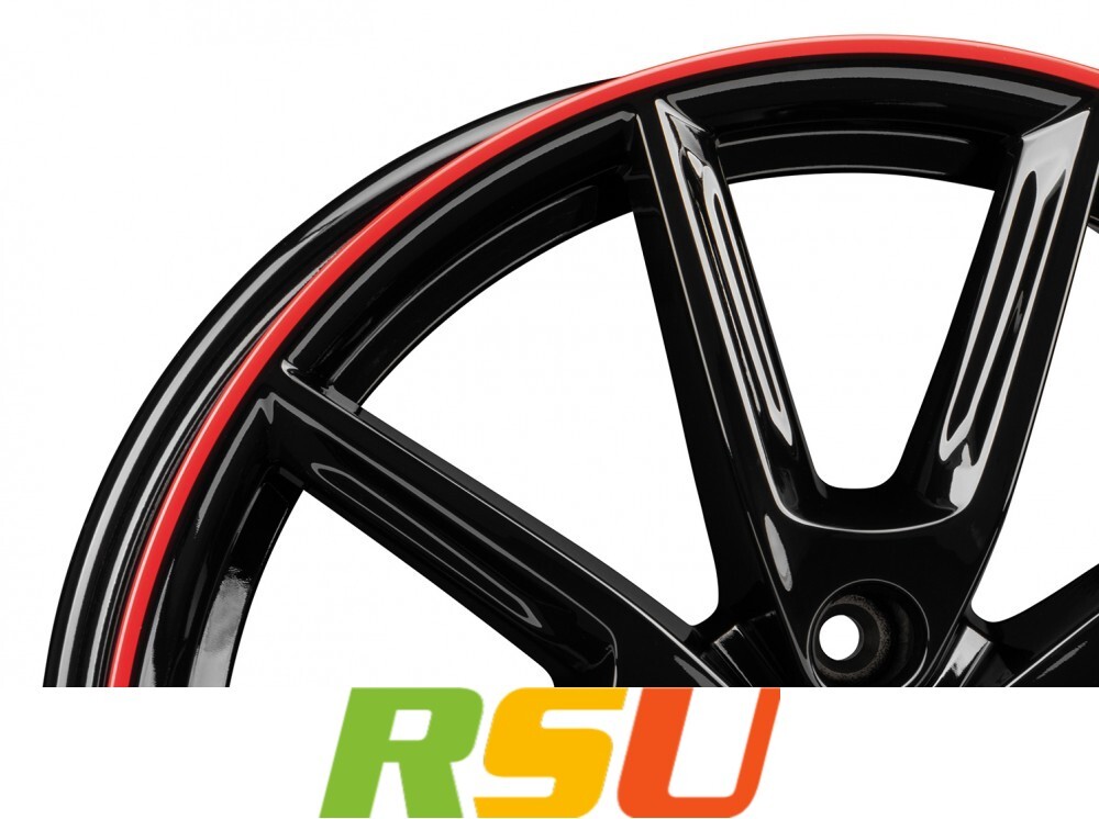 4x Borbet LX18 black glossy rim red 8x18" ET44 LK5 112 ML 57.1 ...