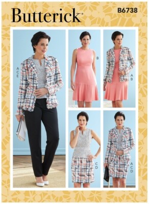 Misses Chic Jacket Dress Top Skirt & Pants Sewing Pattern Butterick ...