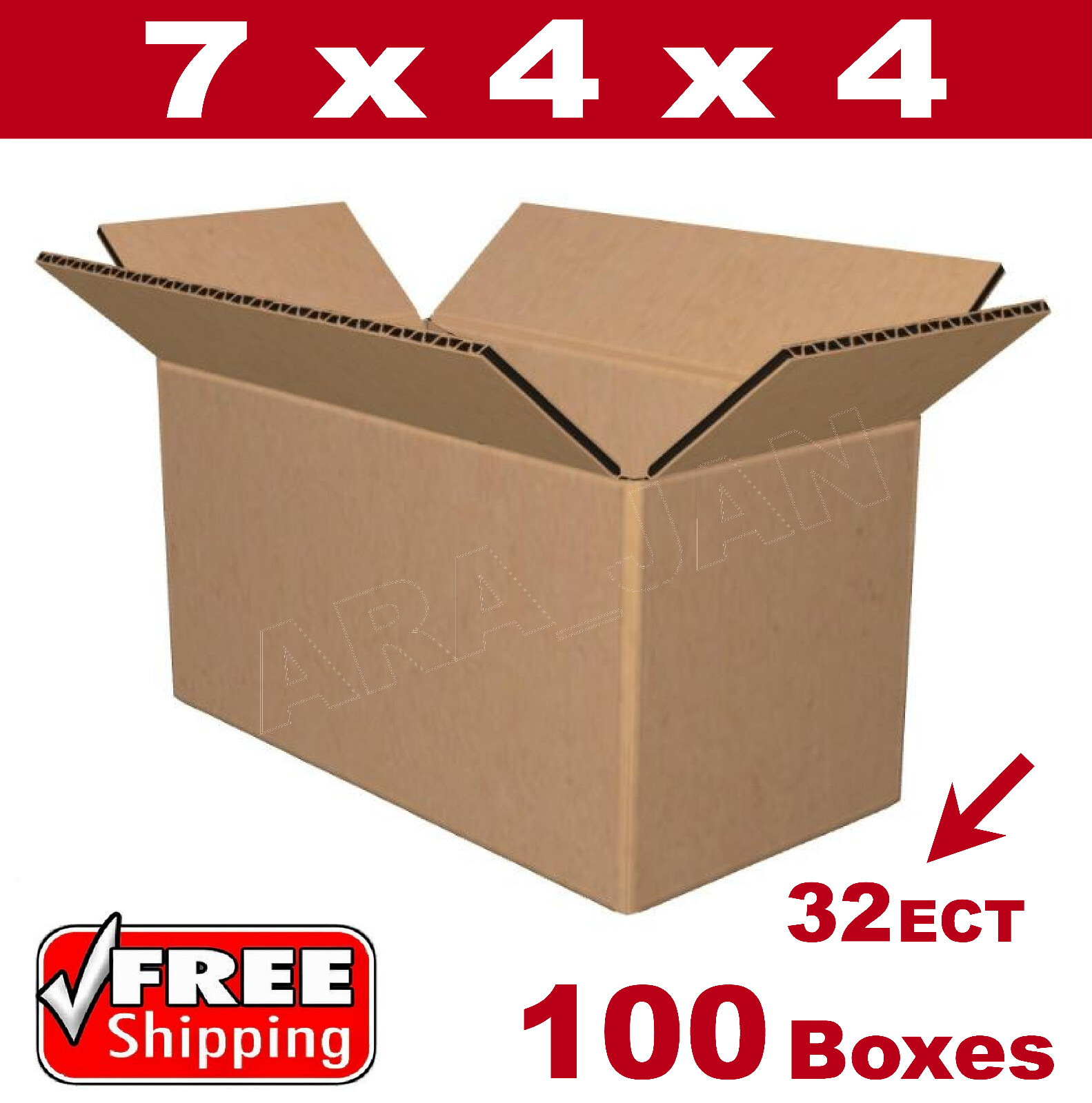 100 - 7x4x4 Cardboard Boxes Mailing Packing Shipping Box 32ECT ...