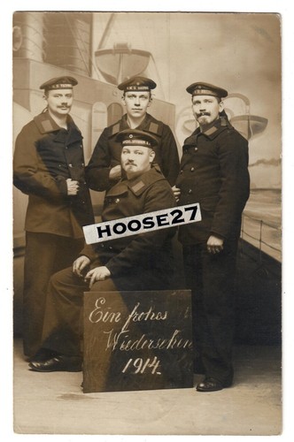 4 Matrosen SMS Rostock Rheinland V.Luise TDII Wilhelmshaven 1914 1.WK ...