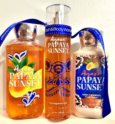 GIFT SET 3 ~Bath & Body Works~ AGAVE PAPAYA SUNSET ~Mist & Lotion ...