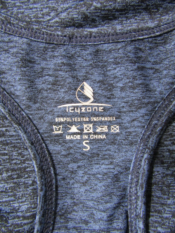 Icy Zone Blue/Black Marl Racerback Sport Tank Top Activewear Women's ...