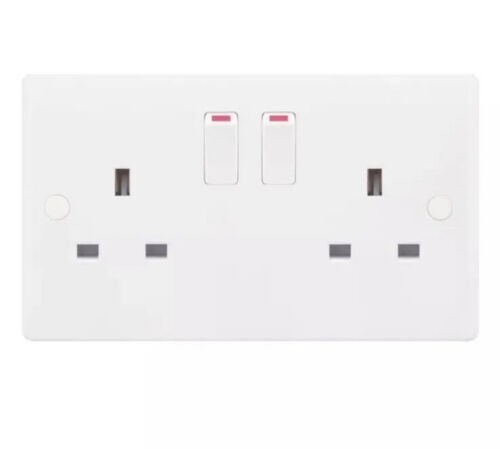 4 X 2 Gang Sockets 13amp White Double Twin Switched Wall Sockets | eBay UK