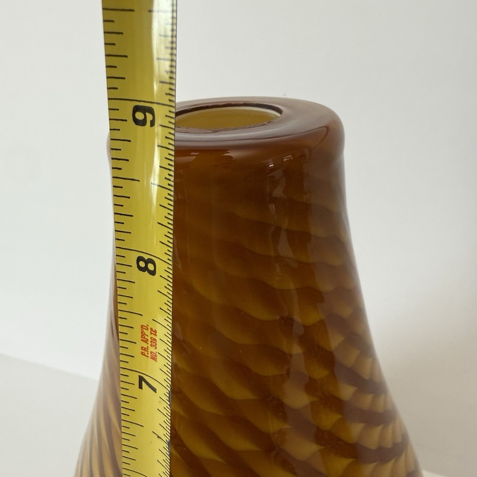 Set Of 2 Vintage MCM Swirl Art Glass Lamp Shade Amber Murano Style ...