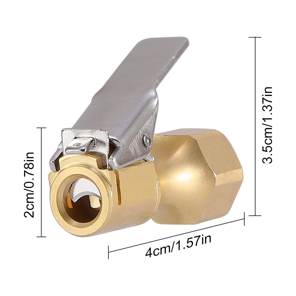 2PCS Tire Inflatable Straight Brass Open Flow Air Chuck Lock-On Clip 1/ ...