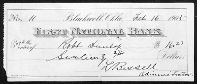 Blackwell, OK 1905 Territorial First National Bank Check - Scarce | eBay