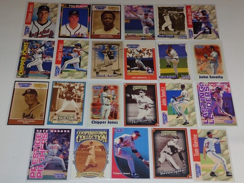 ATLANTA BRAVES Starting Lineup card lot 1988+ Hank Aaron Maddux Chipper ...