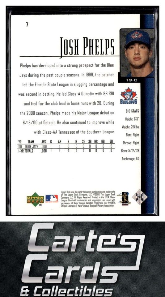 Josh Phelps 2001 Upper Deck #7 SR Toronto Blue Jays TTM/IP Signed ...