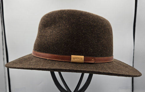 ORVIS Made in USA 100% Wool Lite Felt Packable Fedora Hat Green XL 7 1/ ...