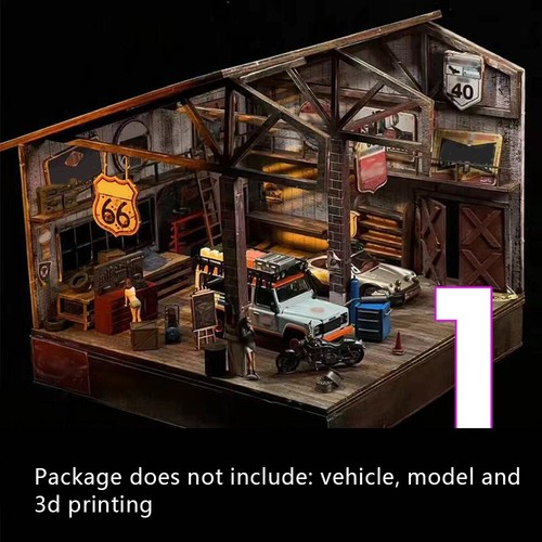 1/64 Diorama Car Garage Prop Model Repair Workshop Scene Display Model ...