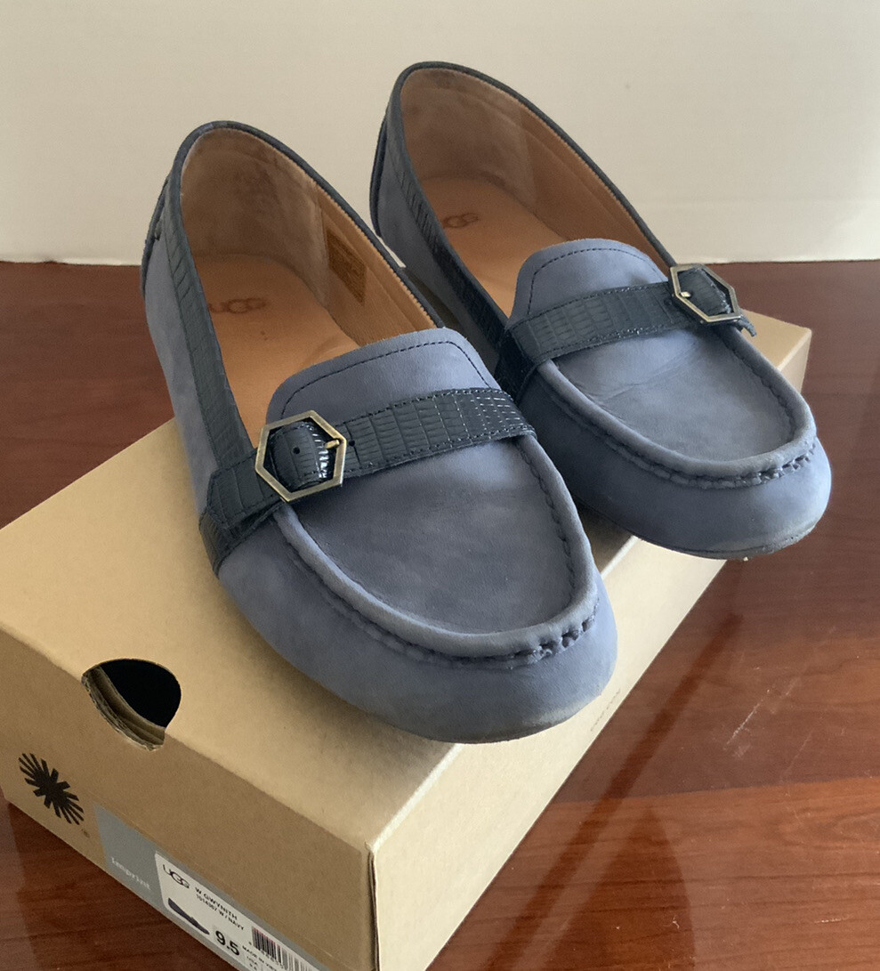 UGG Women’s Gwynith Blue Suede Leather Slip-on Shoes … - Gem