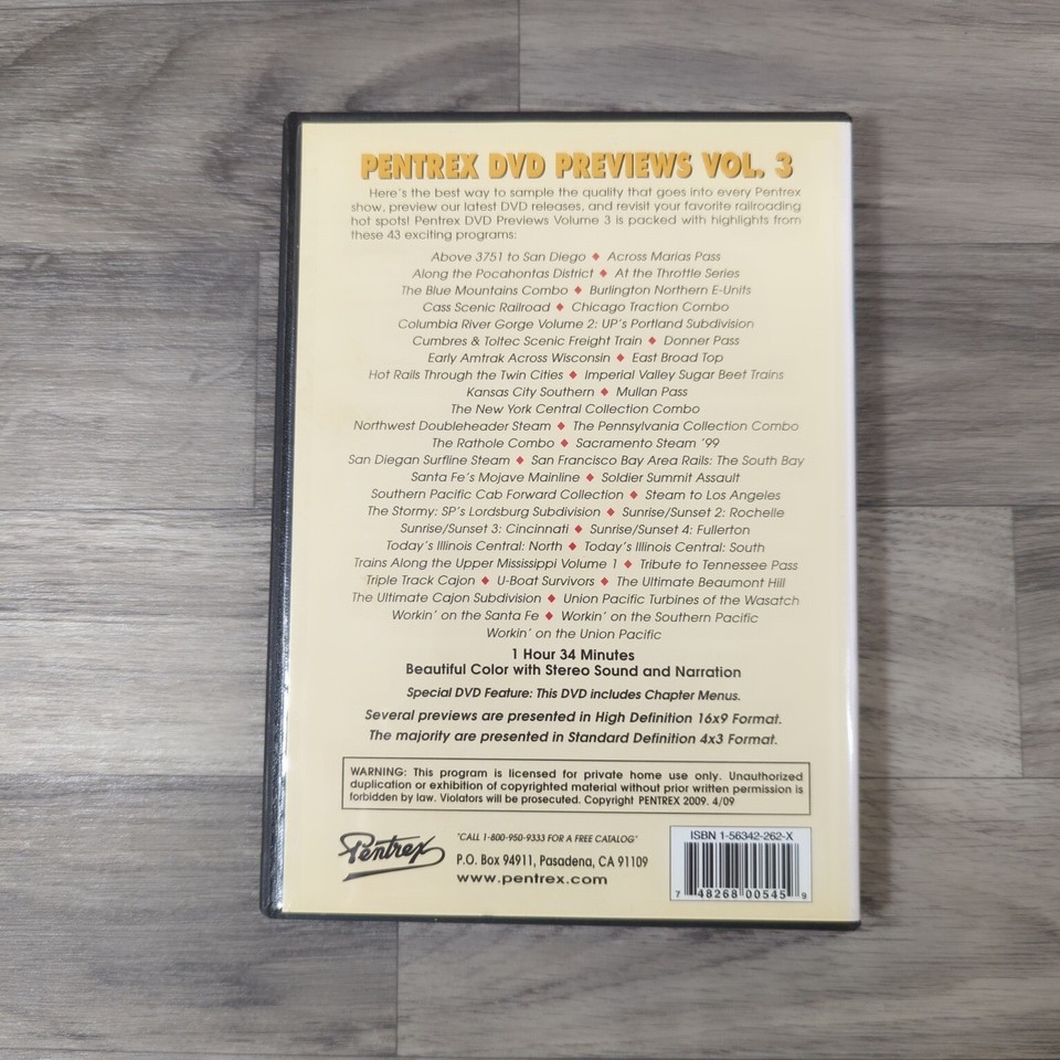 Pentrex DVD Previews Vol 3 Train DVD NYC Rathole Amtrak Donner Cass ...
