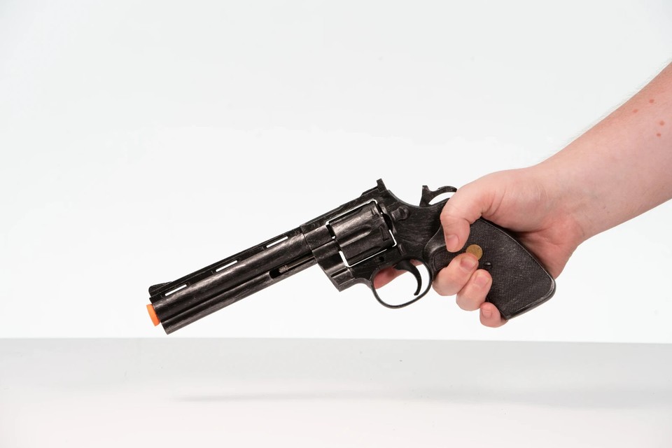 Fake Toy Revolver 6" Barrel Costume Film Prop - Weathered Black | eBay