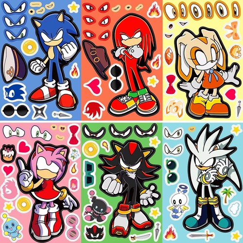 Sonic the Hedgehog - 8 Character Sticker Sheet Pack - Shadow, Tails ...