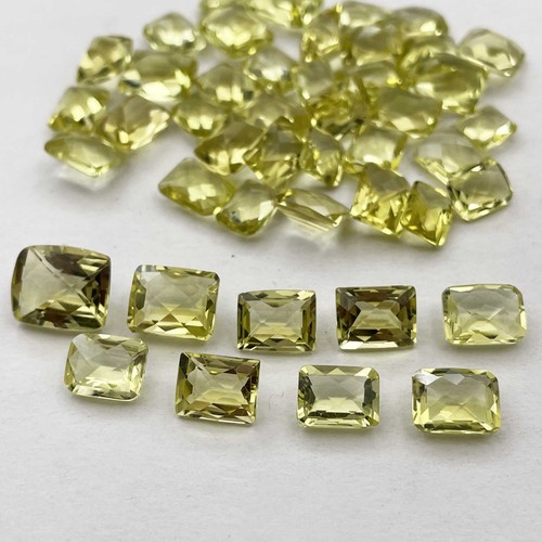 Natural Lemon Quartz Octagon Checker Cut Loose Stone Lot 45Pcs 6*8-8*10 ...