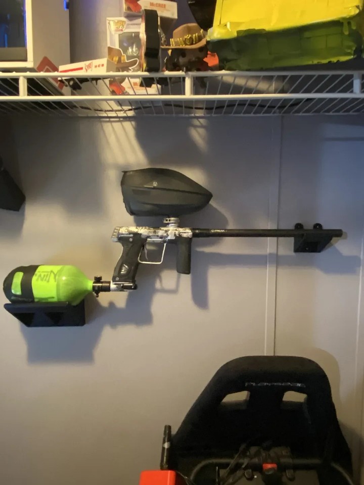 Paintball Gun Wall Mount - 3D Printed Marker & Tank Display Holder 2 ...