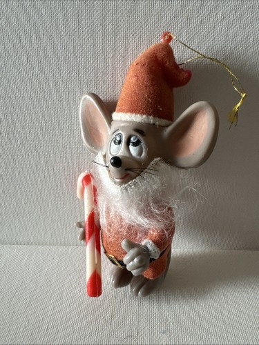 TIPO GIGIO Ed Sullivan Fame Flocked Mouse Red Gray Candy Cane Jasco ...