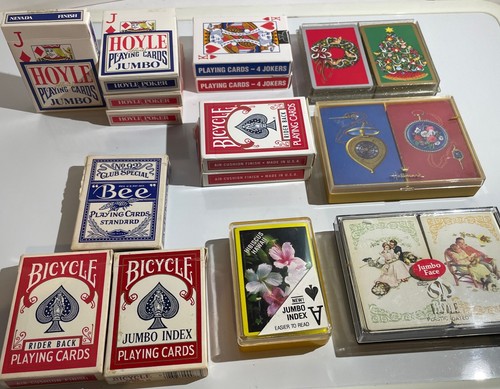 Vintage playing cards deck lot Bicycle Jumbo Rider Back 88 Hoyle Bee 92 ...
