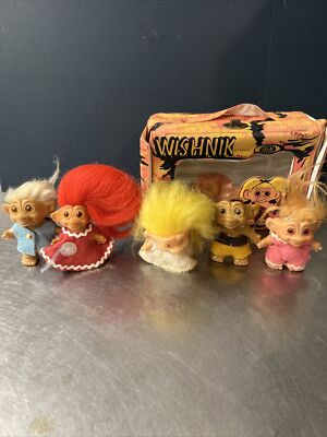 Ideal Uneeda Wishnik Troll Caveman Doll + Trolls + Case Vintage 1960s ...