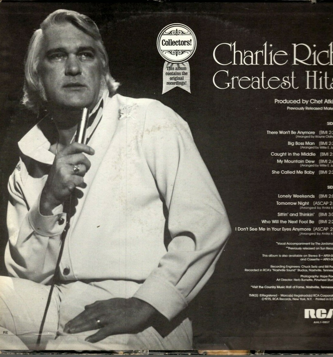 Charlie Rich Vinyl LP RCA Victor Records 1975, AHL1-0857, Greatest Hits ...