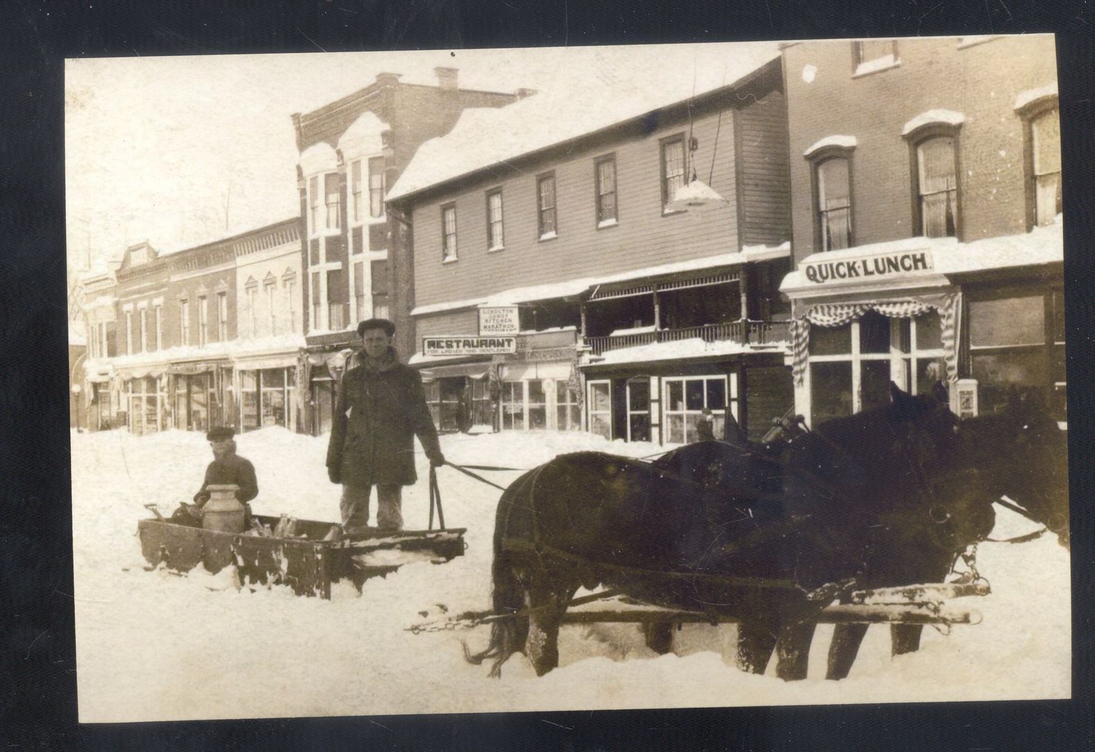 REAL PHOTO COHOCTON OHIO DOWNTOWN STREET SCENE WINTER SNOW POSTCARD ...